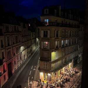 Parisian Café at Night – Stunning Paris Street Scene Print on Matte ...