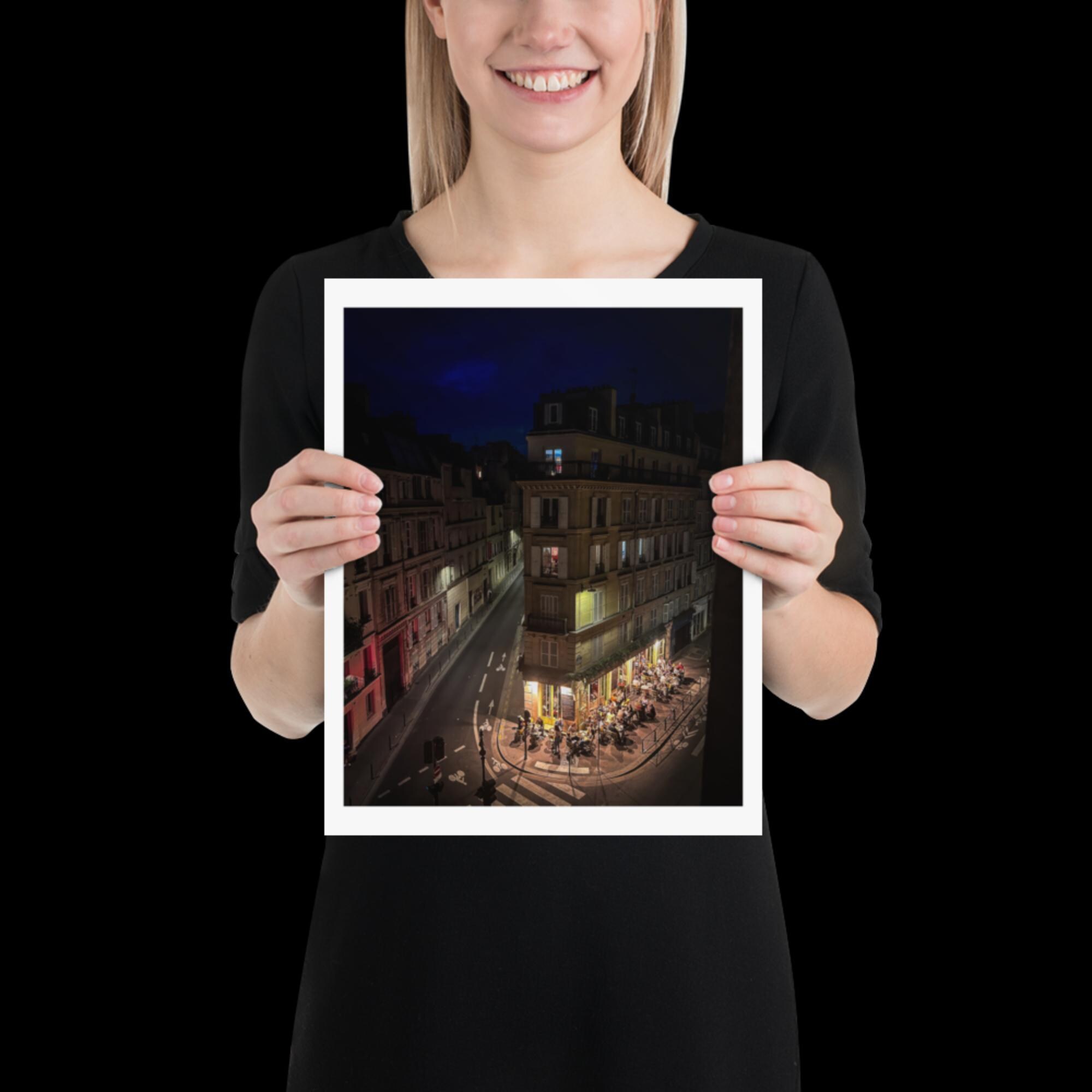 Parisian Café at Night – Stunning Paris Street Scene Print on Matte ...
