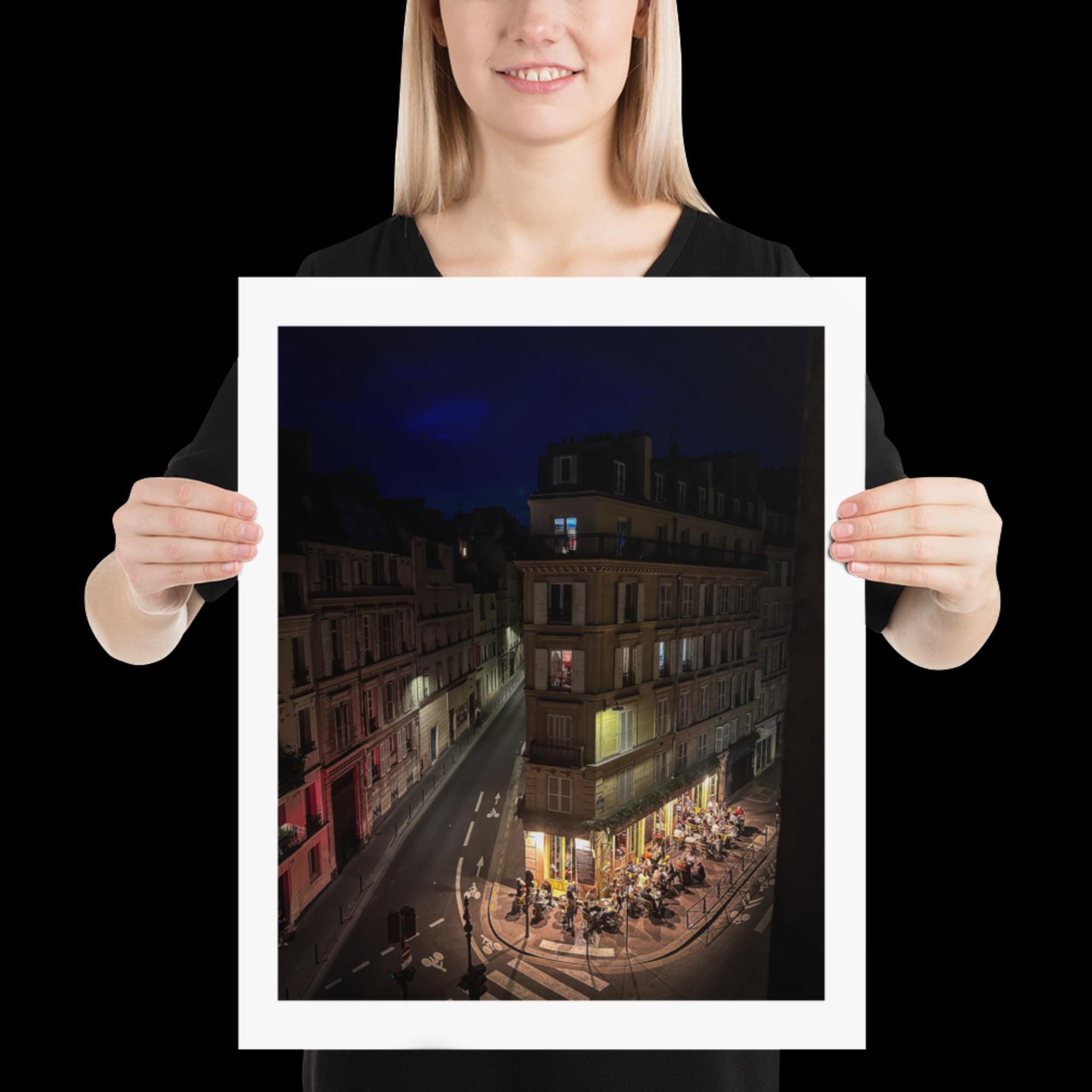 Parisian Café at Night – Stunning Paris Street Scene Print on Matte ...