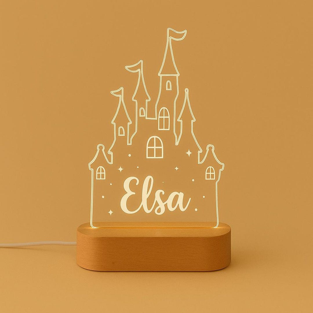 Personalized Princess Castle Night Light - Custom LED Lamp for Kids ...