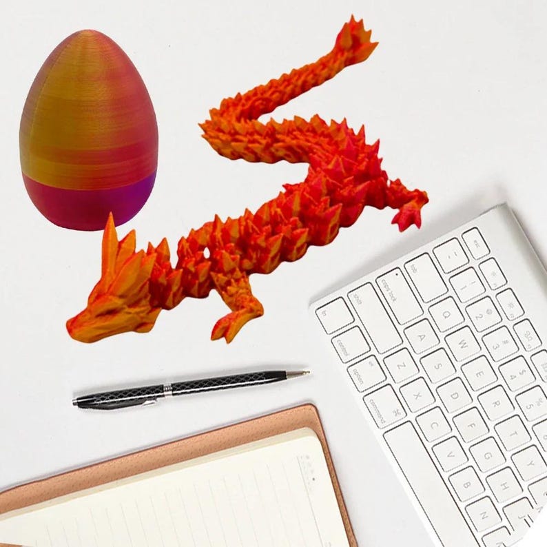 3D Printed Dragon in Egg Crystal Flexible - Etsy