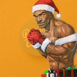 15 Santa Mike Tyson Christmas PNG Clipart Set, Funny Holiday Characters ...