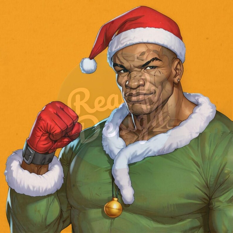 15 Santa Mike Tyson Christmas PNG Clipart Set, Funny Holiday Characters ...