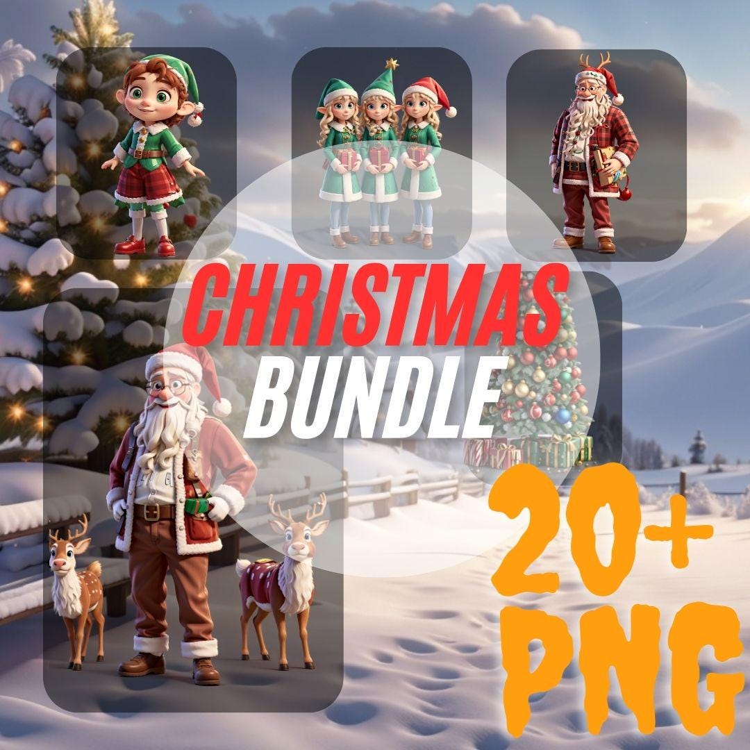 20 Cute Christmas Characters Clipart Set, Holiday Elves and Santa ...