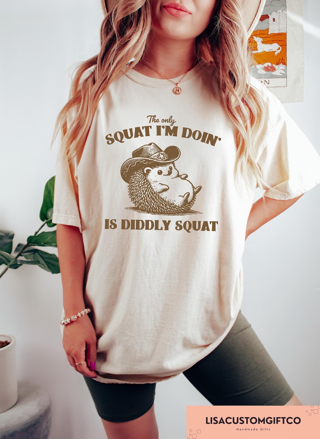 The Only Squat I'm Doing is Diddly Squat Tshirt, Retro Comfort Shirt, Funny Hedgehog Meme Shirt ...