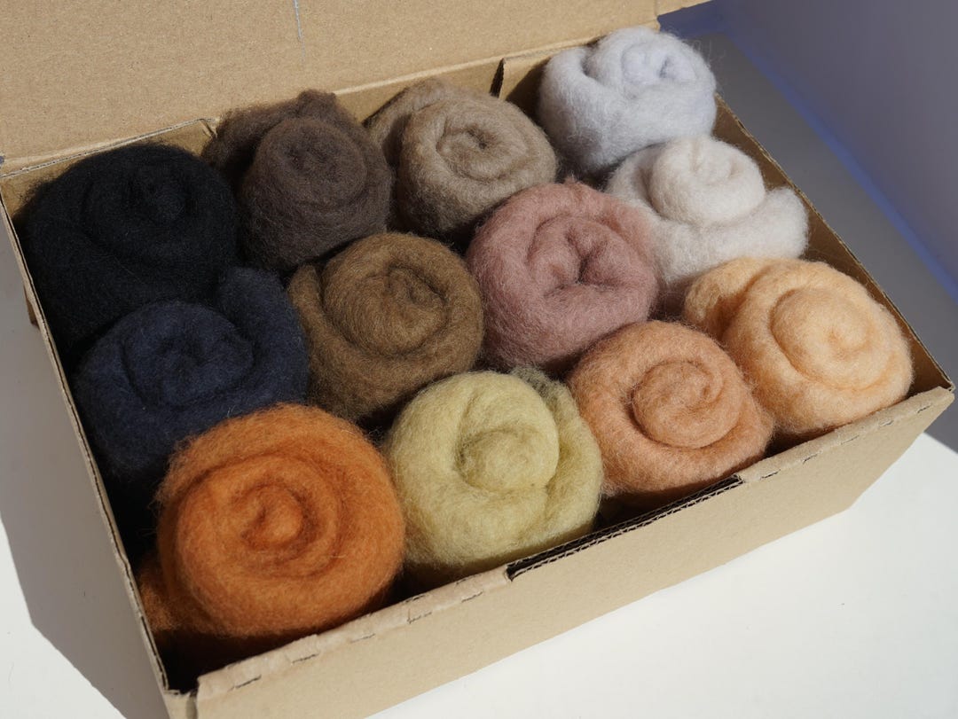 Carded Maori Wool 12 Colours Set 180g/300g for Needle/wet Felting and ...