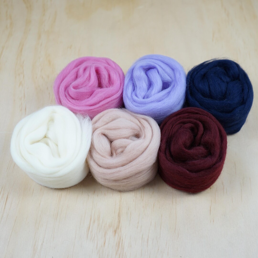 Corriedale Wool Tops Set 6 Colours / Bright and Soft Wool for Needle ...