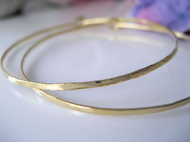 Luxe Hoops 18k solid gold 2 inch Hammered Hoop Earrings | Etsy