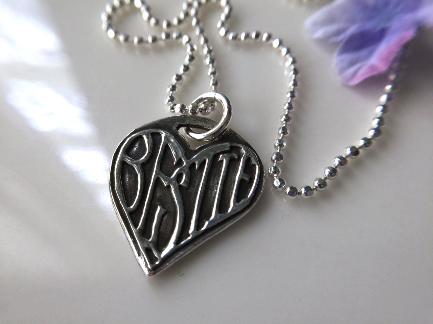 bestie heart pendant, bff necklace, Sterling heart, bestie necklace ...