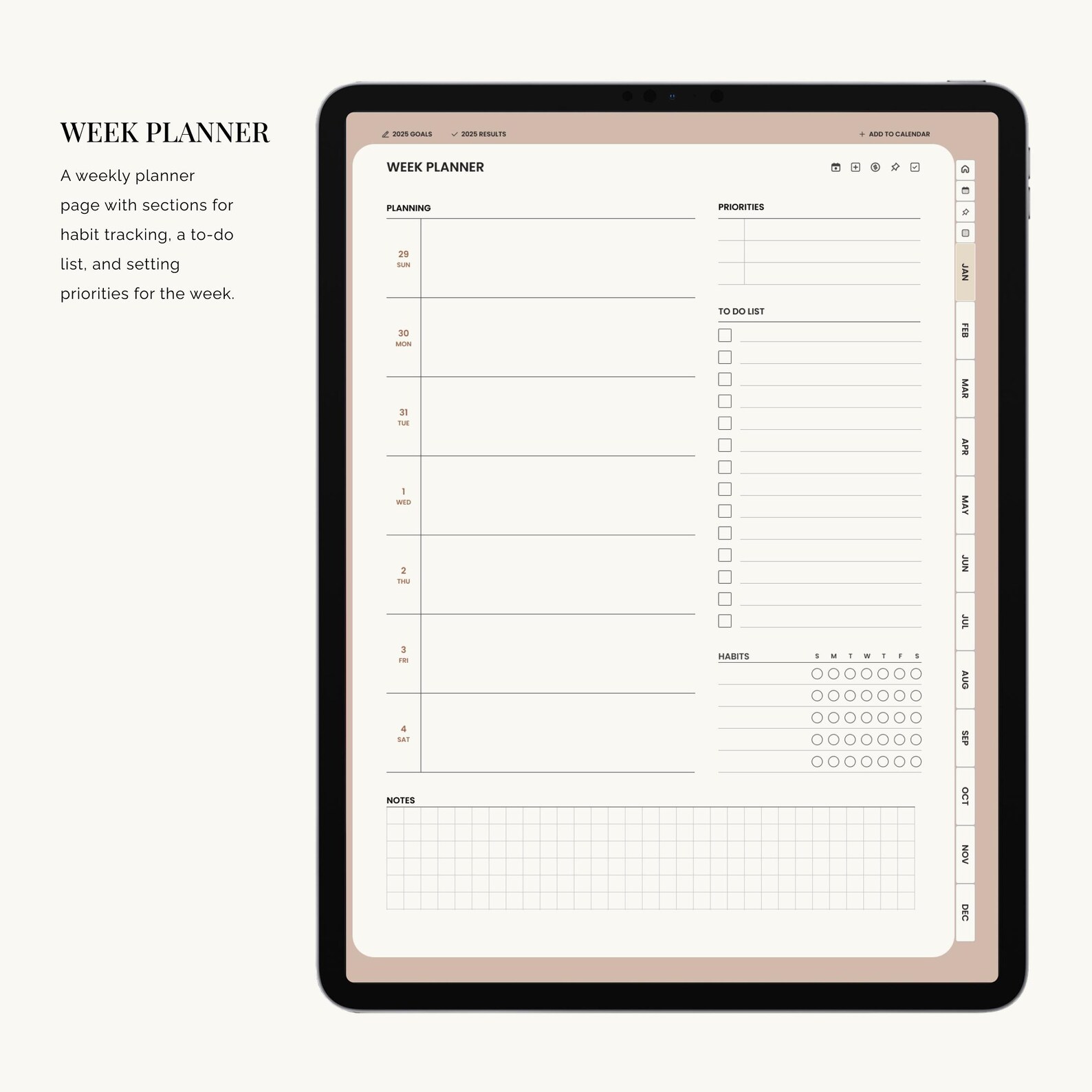 2025 Digital Weekly Planner Yearly Monthly Templates Vision Board Habit ...