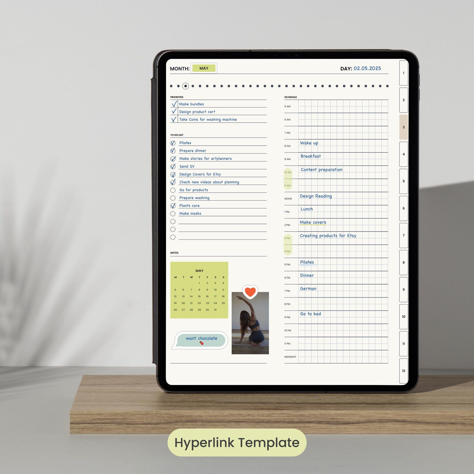 Daily Digital Planner Template Undated Journal Customizable PDF ...