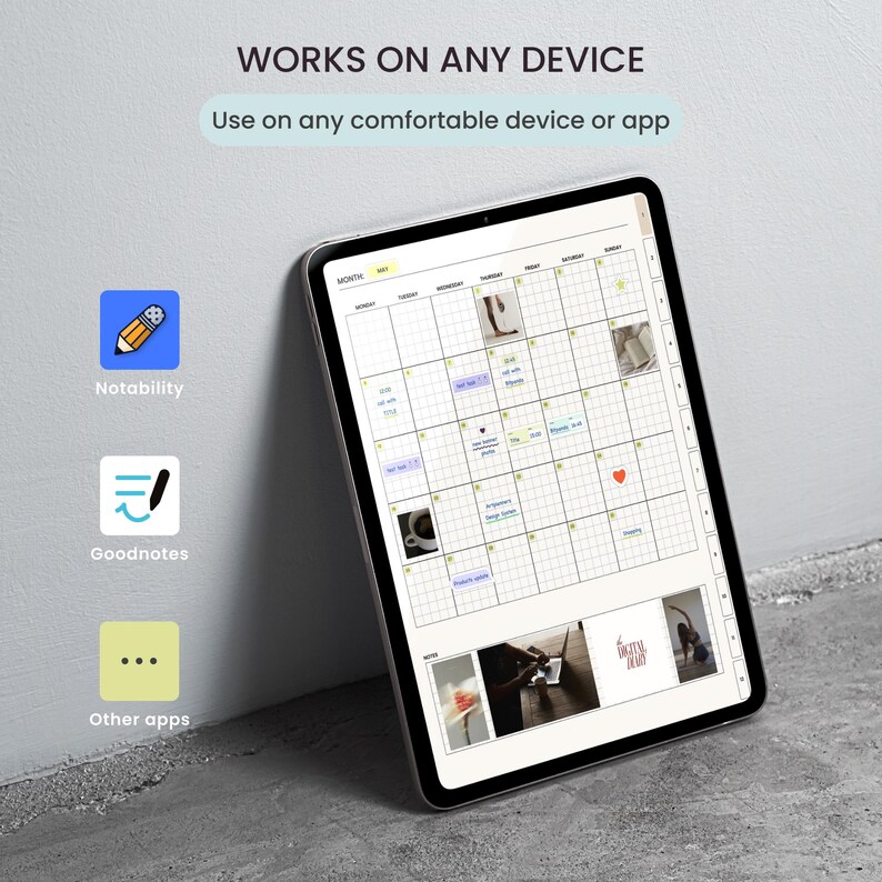 Monthly Digital Modular Planner Undated Template Calendar Clickable ...