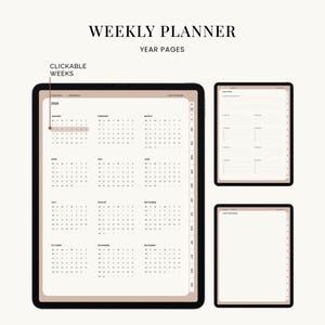 2025 Digital Weekly Planner Yearly Monthly Templates Vision Board Habit ...