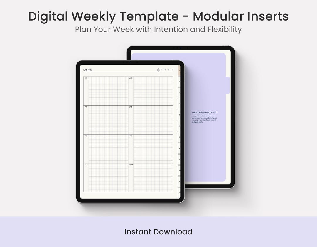 Undated Weekly Digital Planner Minimalist Journal PDF for iPad Tablet ...