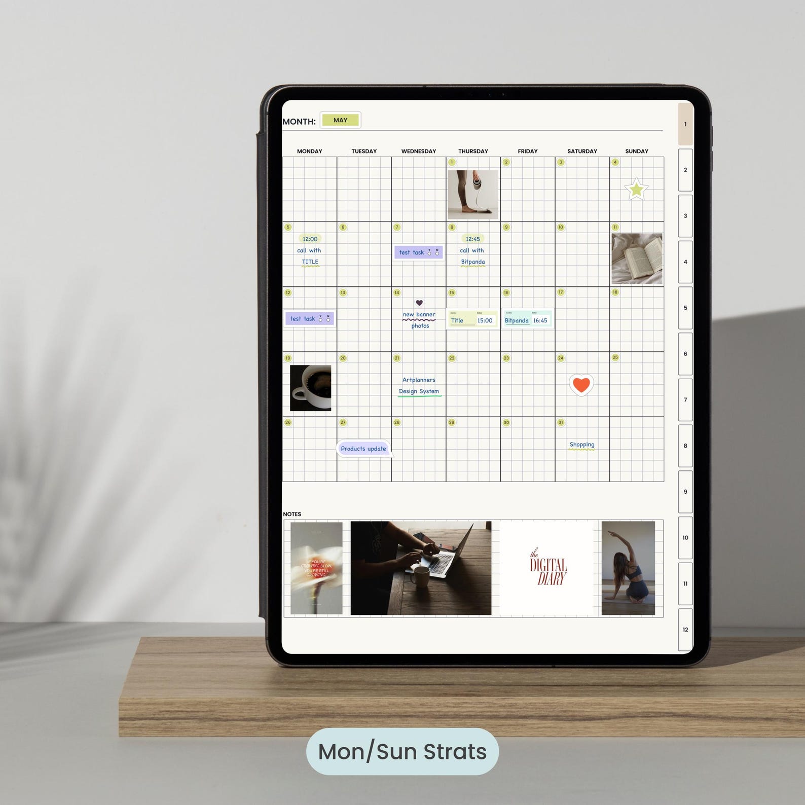 Monthly Digital Modular Planner Undated Template Calendar Clickable ...