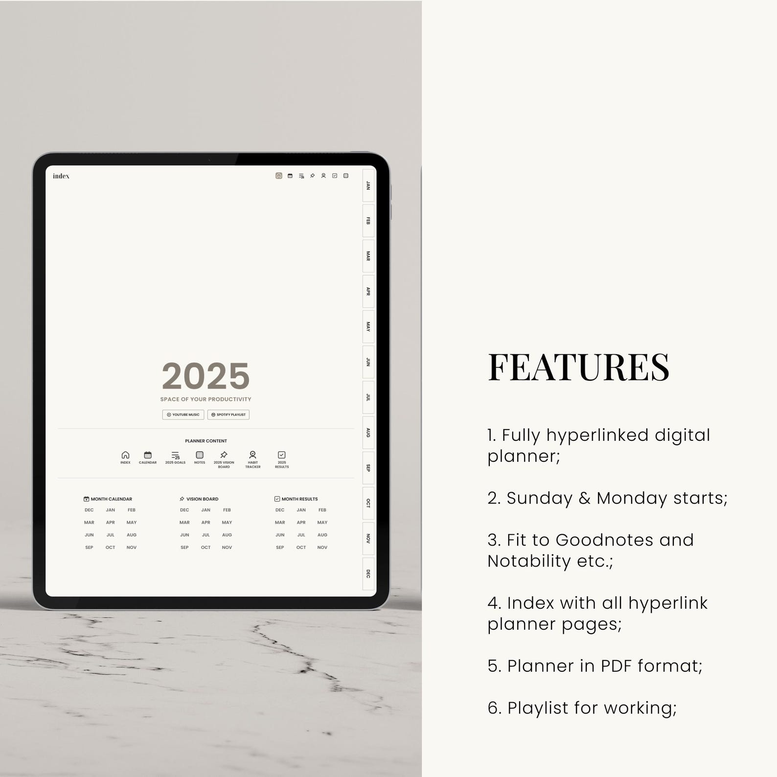 2025 Digital Daily Planner Dated Monthly Yearly Templates Vision Board ...