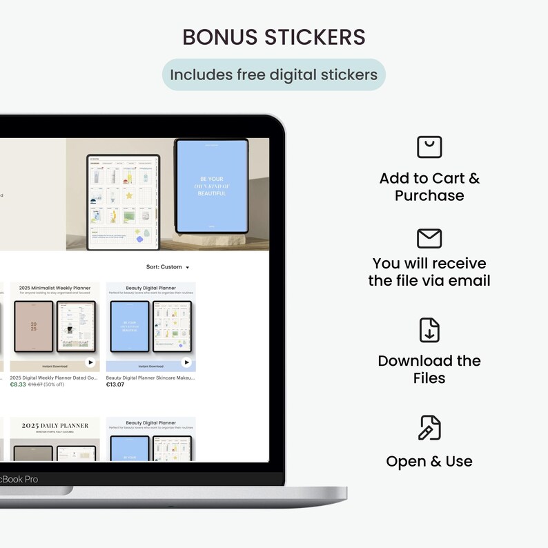 Monthly Digital Modular Planner Undated Template Calendar Clickable ...