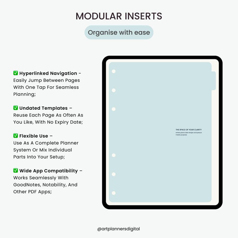 Monthly Digital Modular Planner Undated Template Calendar Clickable ...