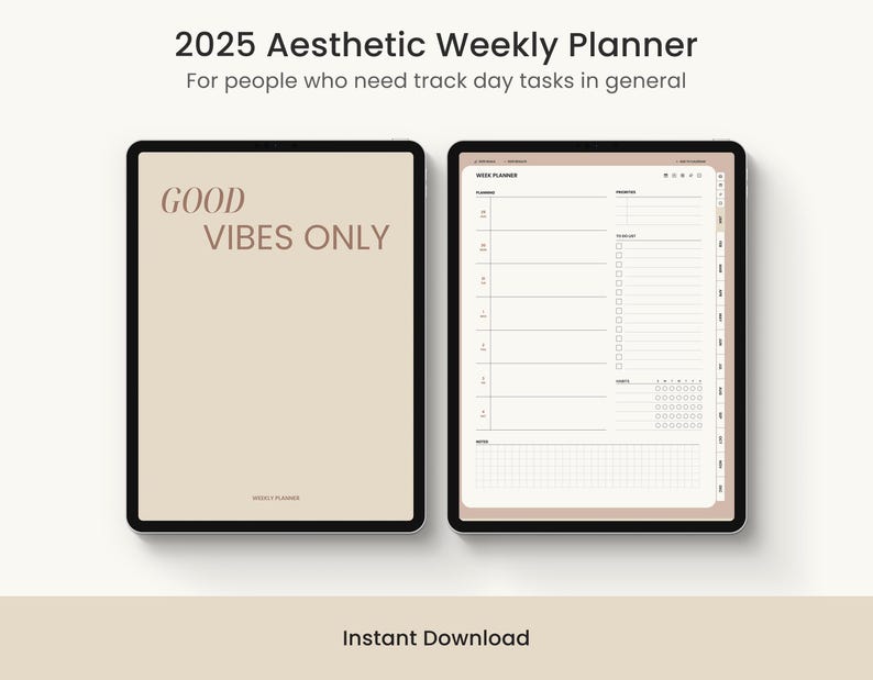2025 Weekly Planner Digital Journal Yearly Monthly Calendar Notebook ...