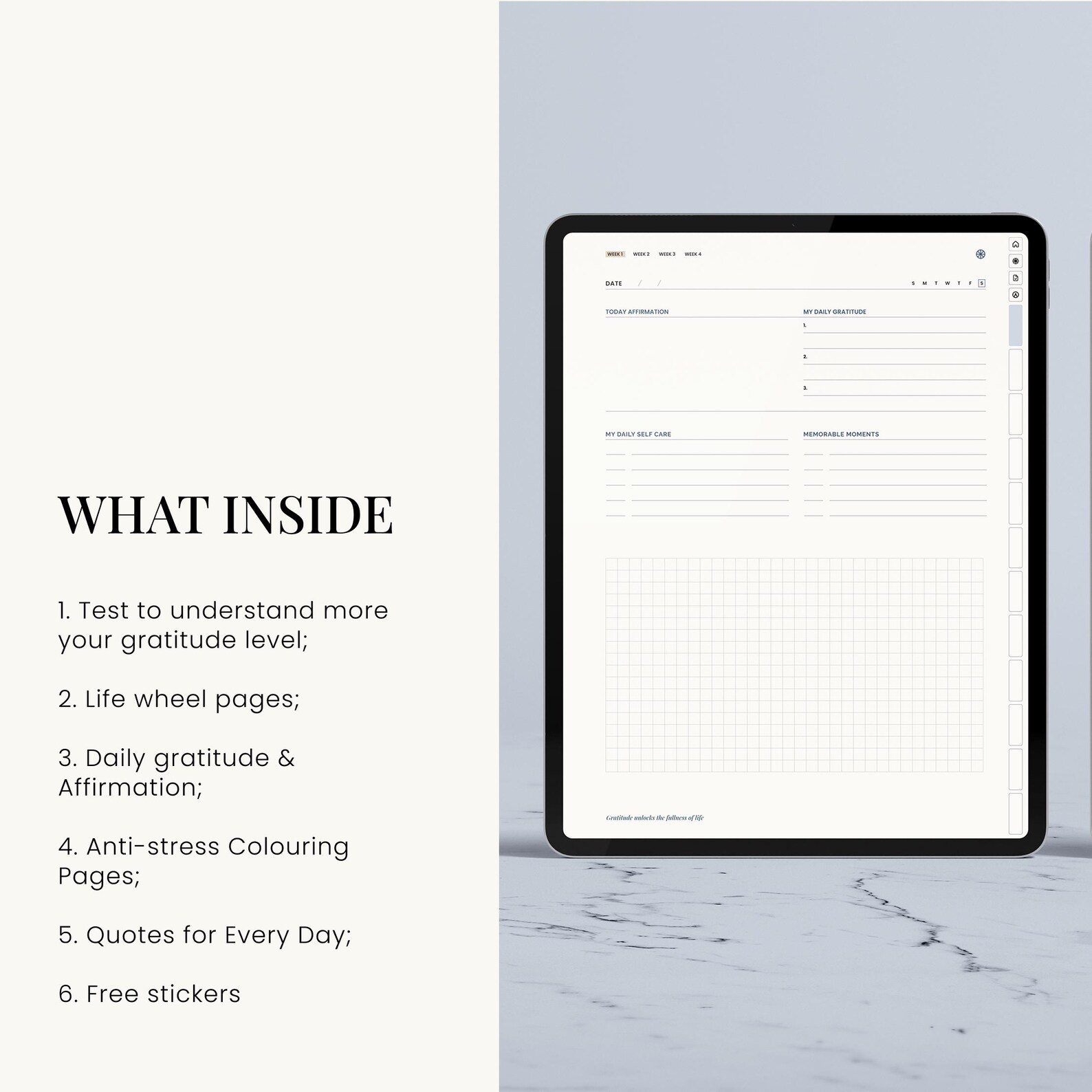 Digital Gratitude Journal Template Daily Affirmation Planner Wheel of ...