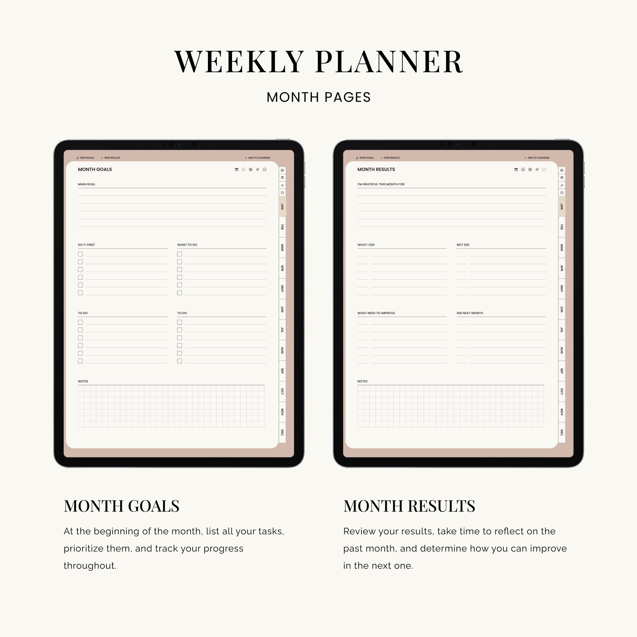 2025 Digital Weekly Planner Yearly Monthly Templates Vision Board Habit ...