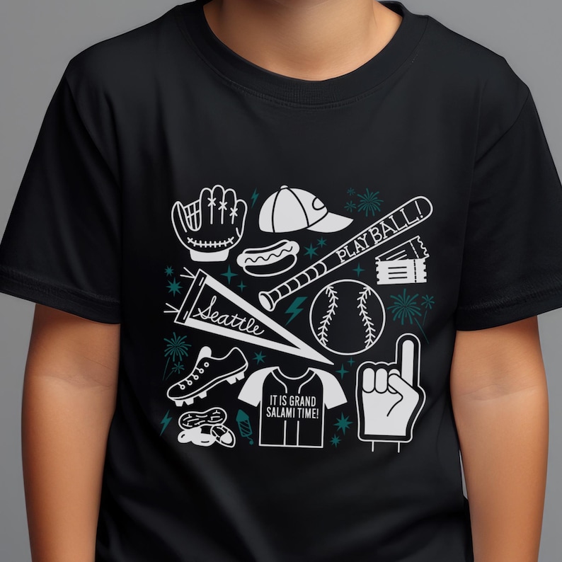 Seattle Baseball Kids Shirt Young Sports Fan Gift Little Baseball Lover ...