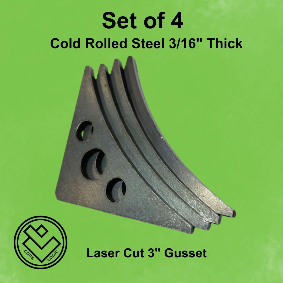 3 Inch Steel Roll Cage Gusset 3”x3"x 3/16”, Set of (4), Cold Rolled ...