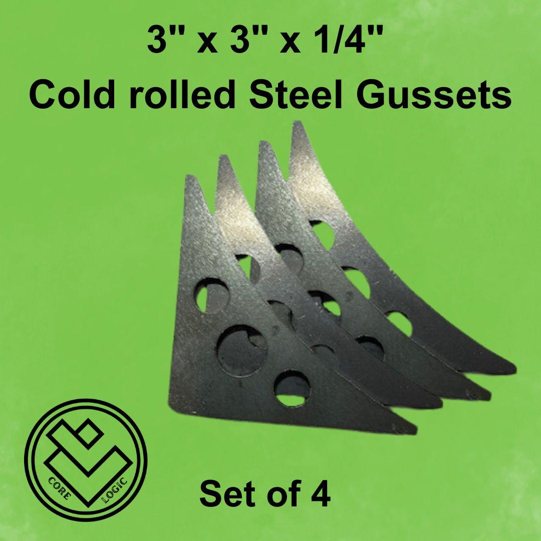 3 Inch Steel Roll Cage Gusset 3”x3"x 1/4”, Set of 4, Cold Rolled, Steel ...