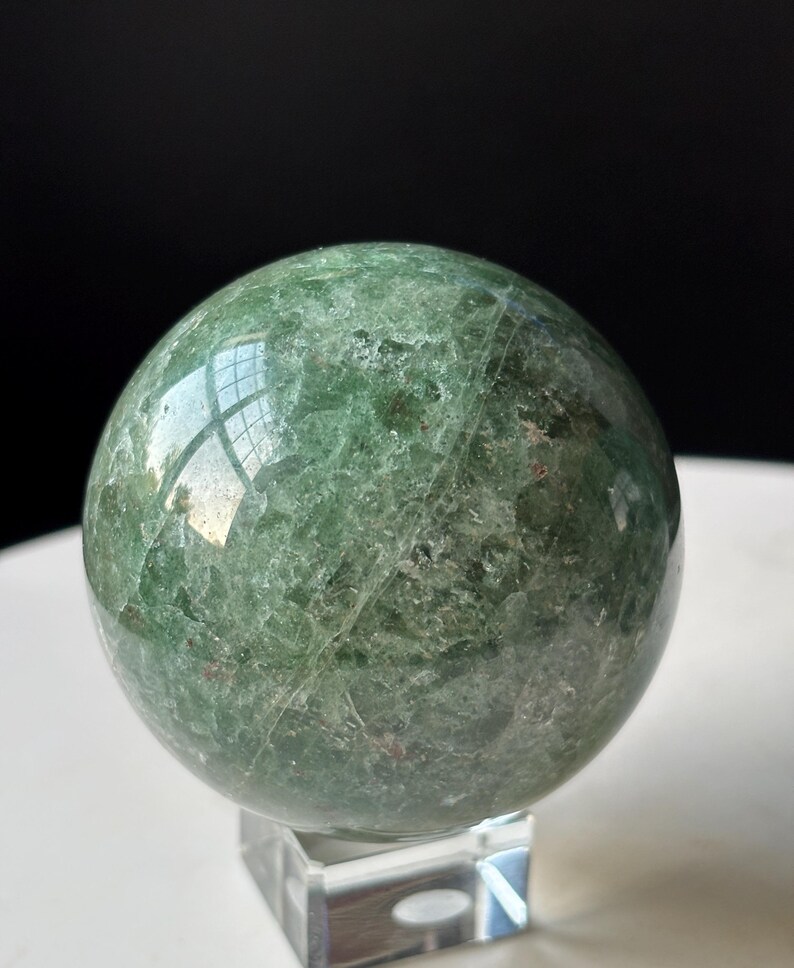 Green Strawberry Quartz Crystal Sphere: Home Decor, Healing Stone - Etsy