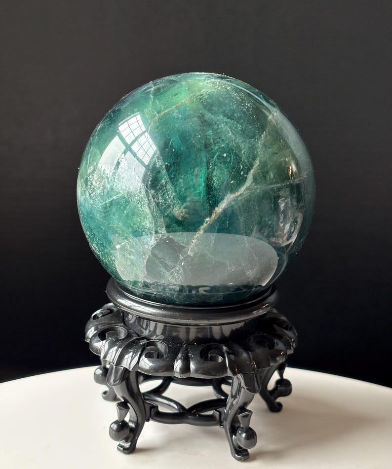 Top Grade Blue Fluorite Crystal Sphere With Stand: Natural UV Reactive ...