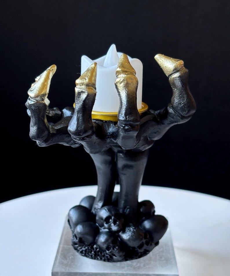 Creepy Hand Crystal Sphere Holder: Painted Resin Candle Holder ...