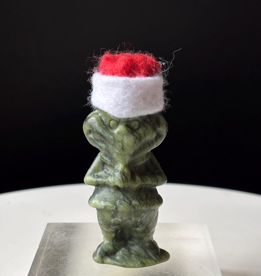 Serpentine Crystal Grinch Figurine: Hand Carved Christmas Home Decor - Etsy