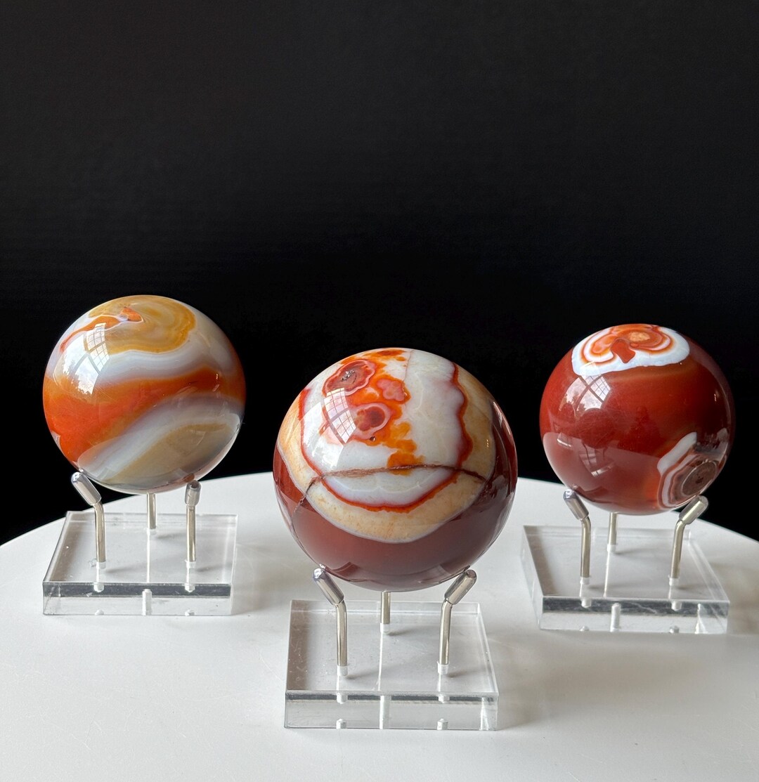 Top Grade Carnelian Agate Spheres - Natural Hand Carved - Red Sardonyx Sphere - Beautiful ...