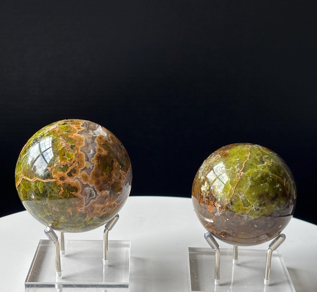 Druzy Green Olive Opal Sphere – Natural Crystal Ball, Home Decor - Etsy