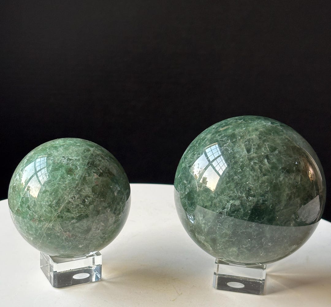 Green Strawberry Quartz Crystal Sphere: Home Decor, Healing Stone - Etsy