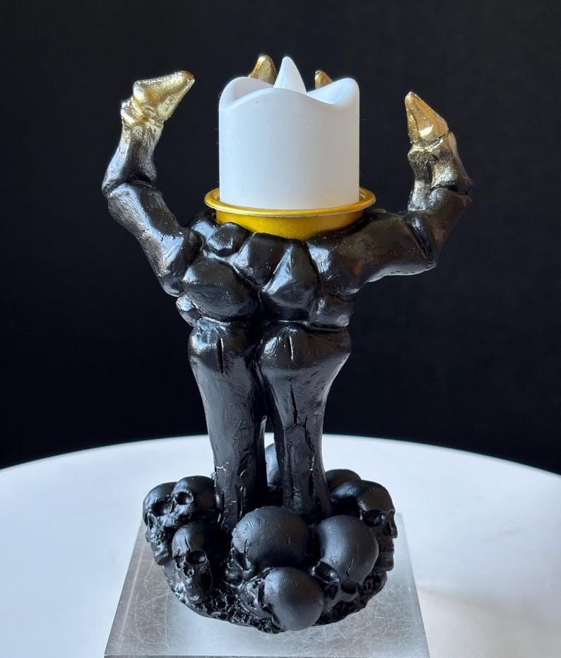 Creepy Hand Crystal Sphere Holder: Painted Resin Candle Holder ...