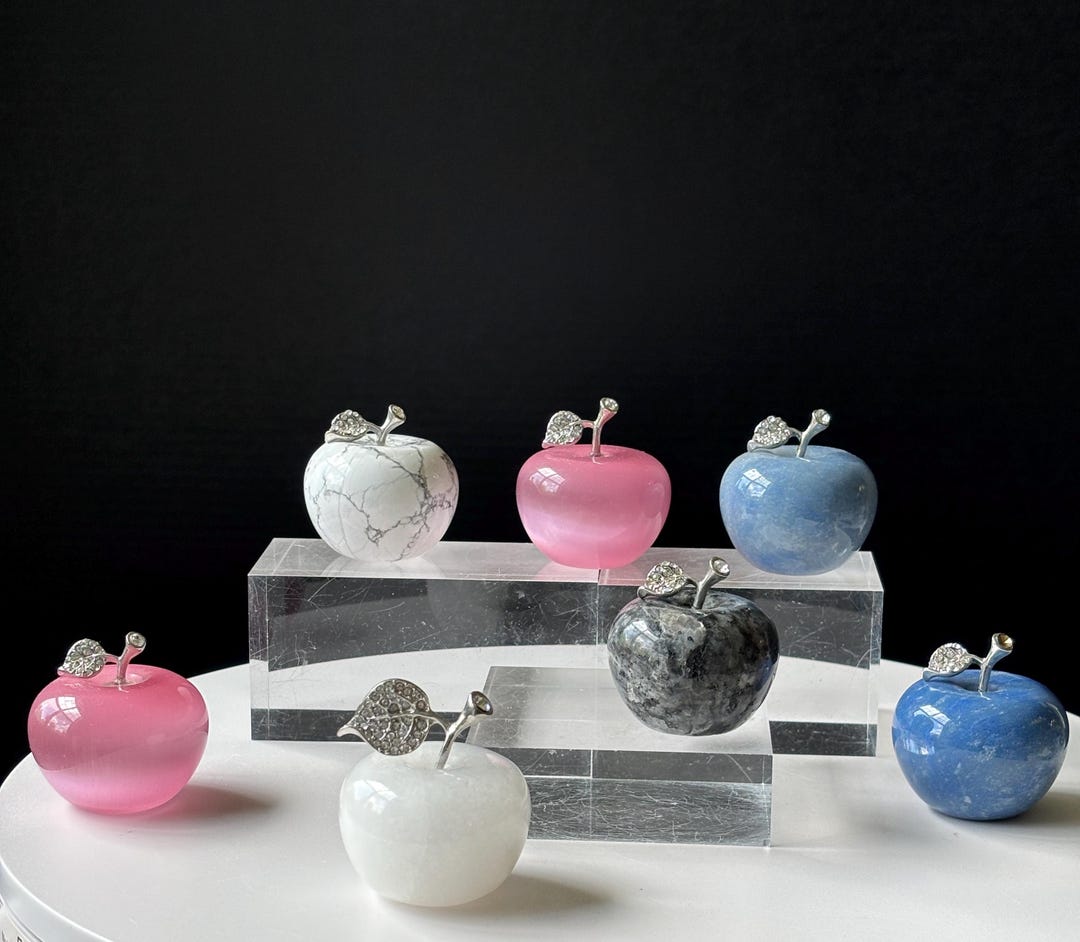 Crystal Apple Carving: Gem-filled Silver Stem, Healing Energy - Etsy
