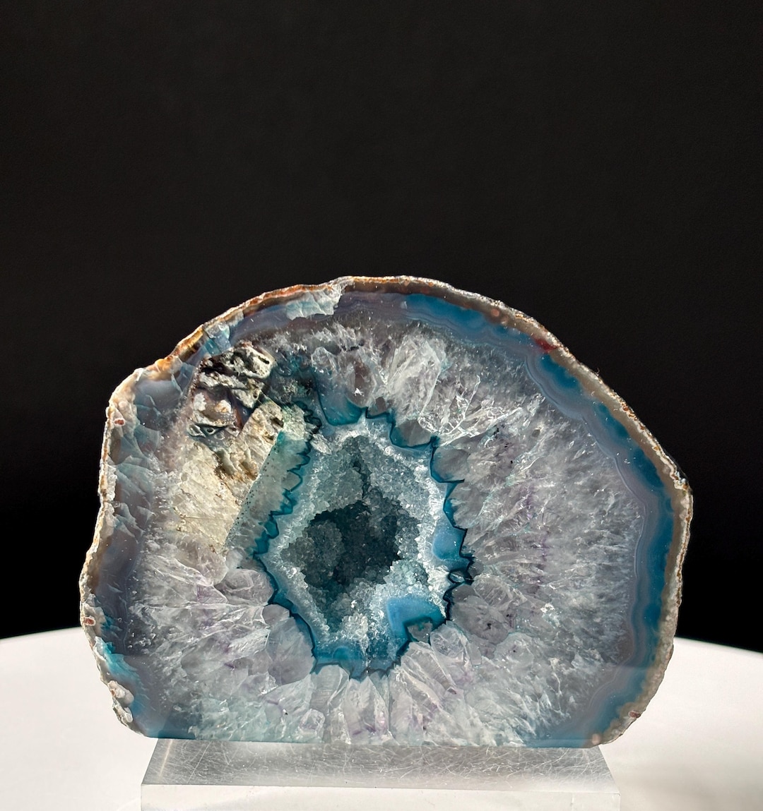 Dyed Agate Crystal Geode Freeform - Natural and Hand Carved - Dyed Blue ...