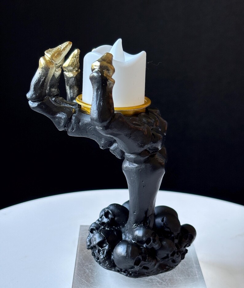 Creepy Hand Crystal Sphere Holder: Painted Resin Candle Holder ...
