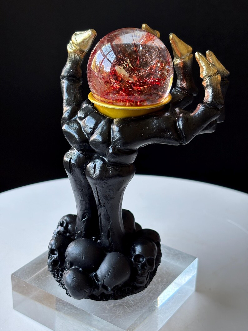 Creepy Hand Crystal Sphere Holder: Painted Resin Candle Holder ...