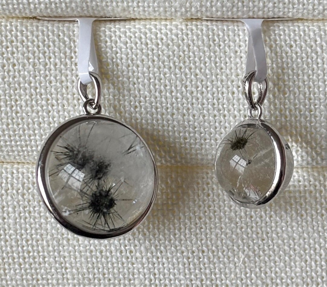 Hollandite Quartz Round Beaded Pendant: Urchin Quartz Crystal Jewelry ...