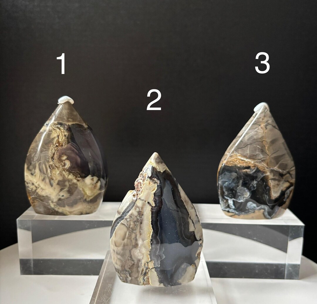 Volcano Agate Teardrop Crystal Carving - Natural and Hand Carved - UV ...
