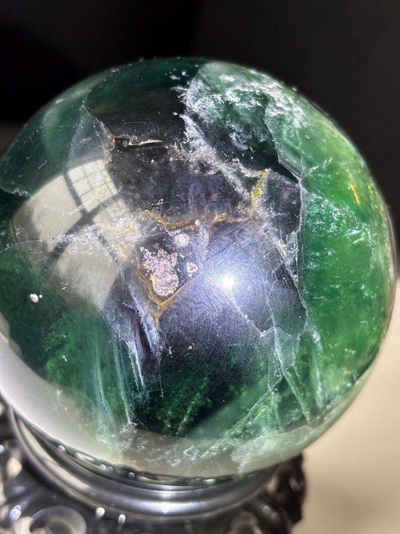 Top Grade Blue Fluorite Crystal Sphere With Stand: Natural UV Reactive ...