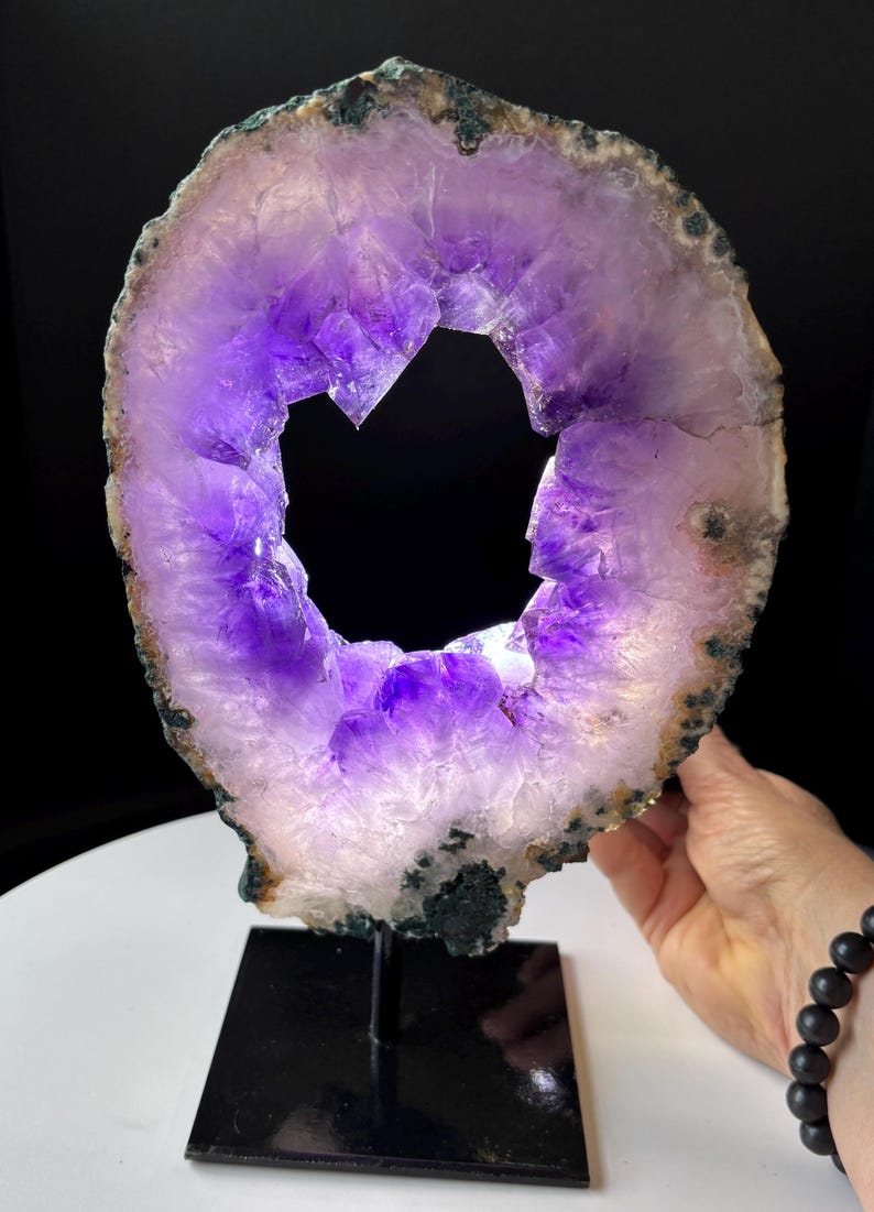 Brazilian Amethyst Portal: Purple Druzy Big Point Cluster With Custom ...