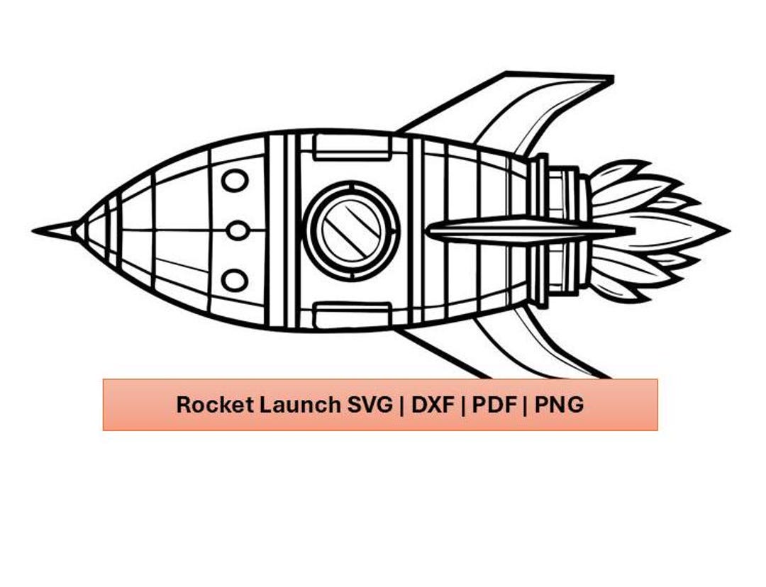 Spaceship Rocket Launch | SVG DXF PDF File Download | Vectored Cutting ...
