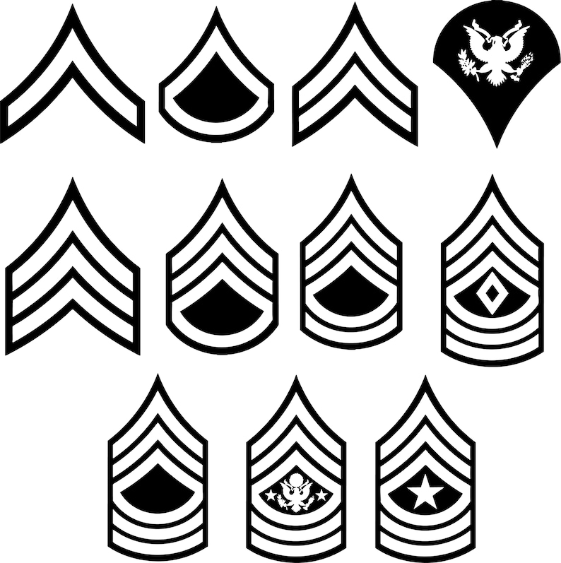 Army Enlisted Rank Insignia: Military SVG, PDF, PNG Files (digital ...
