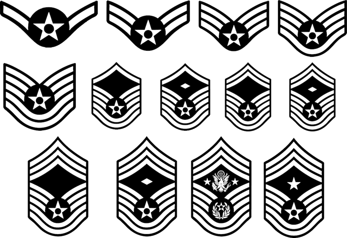 Air Force Enlisted Rank SVG PDF PNG | Military Files | Digital Files ...