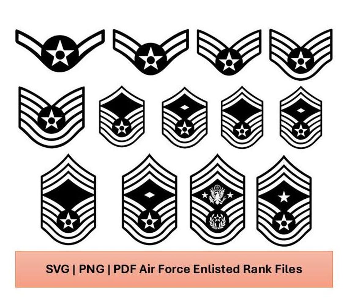 Air Force Enlisted Rank Logos: Military SVG PNG PDF (digital Files) - Etsy