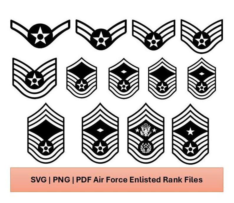 Air Force Enlisted Rank Logos: Military SVG PNG PDF (digital Files) - Etsy