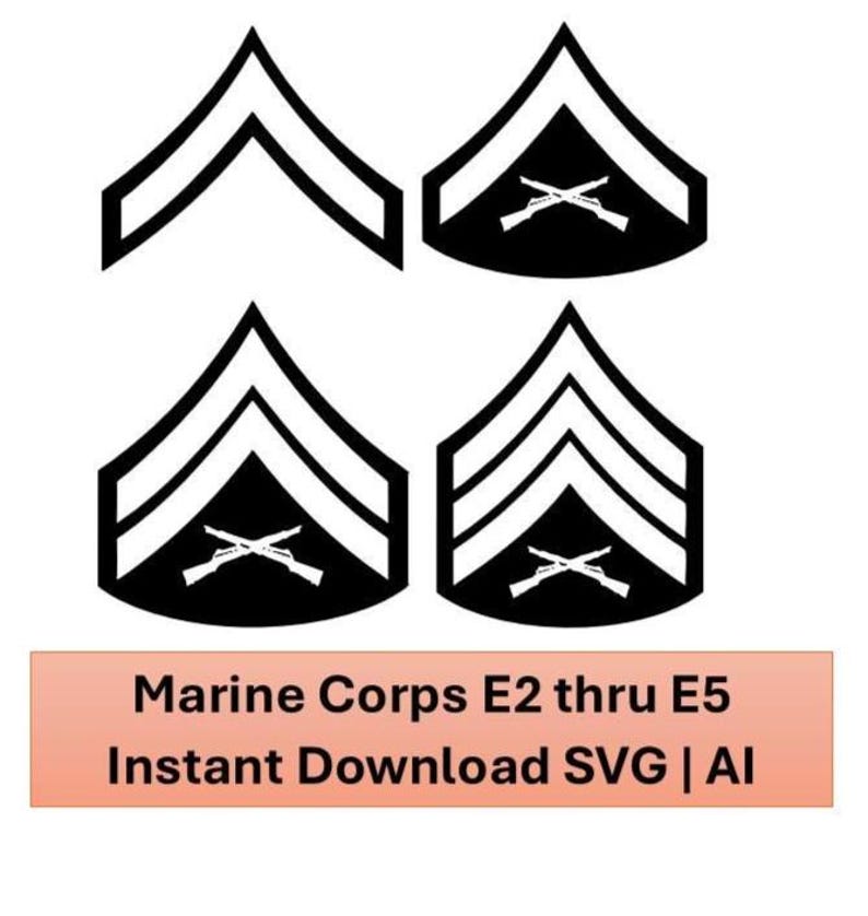 Marine Enlisted Rank SVG: USMC E2-E5 Military Files (digital Files) - Etsy